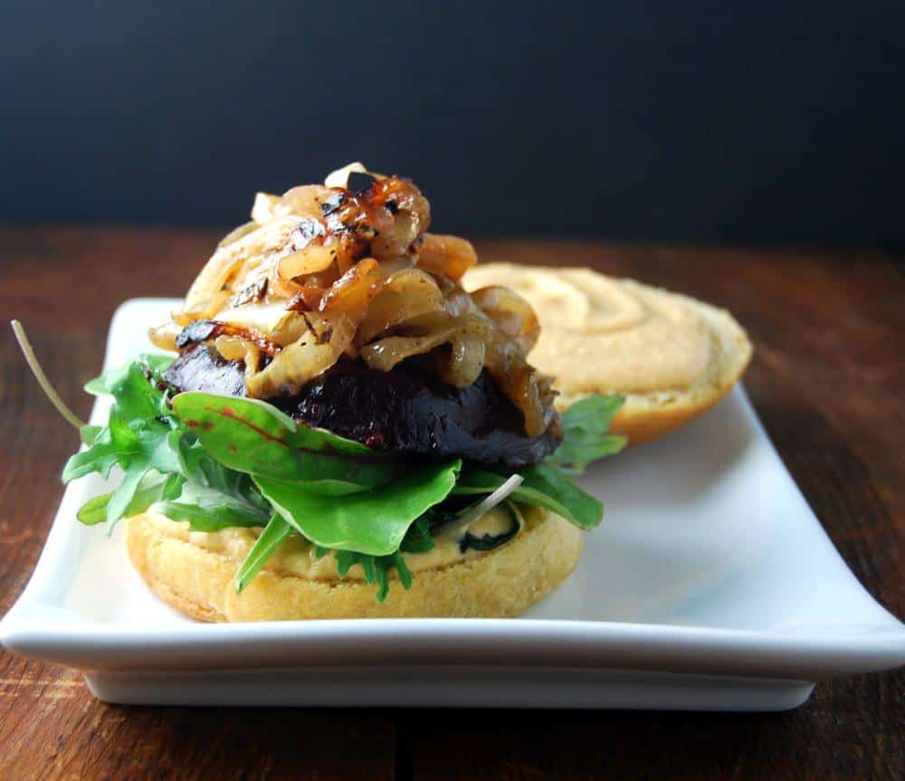 Beet Burger with Chipotle Cashew Hummus - Holy Cow! Vegan Recipes