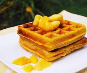 Vegan Mango Waffles (Gluten-Free) - Holy Cow Vegan