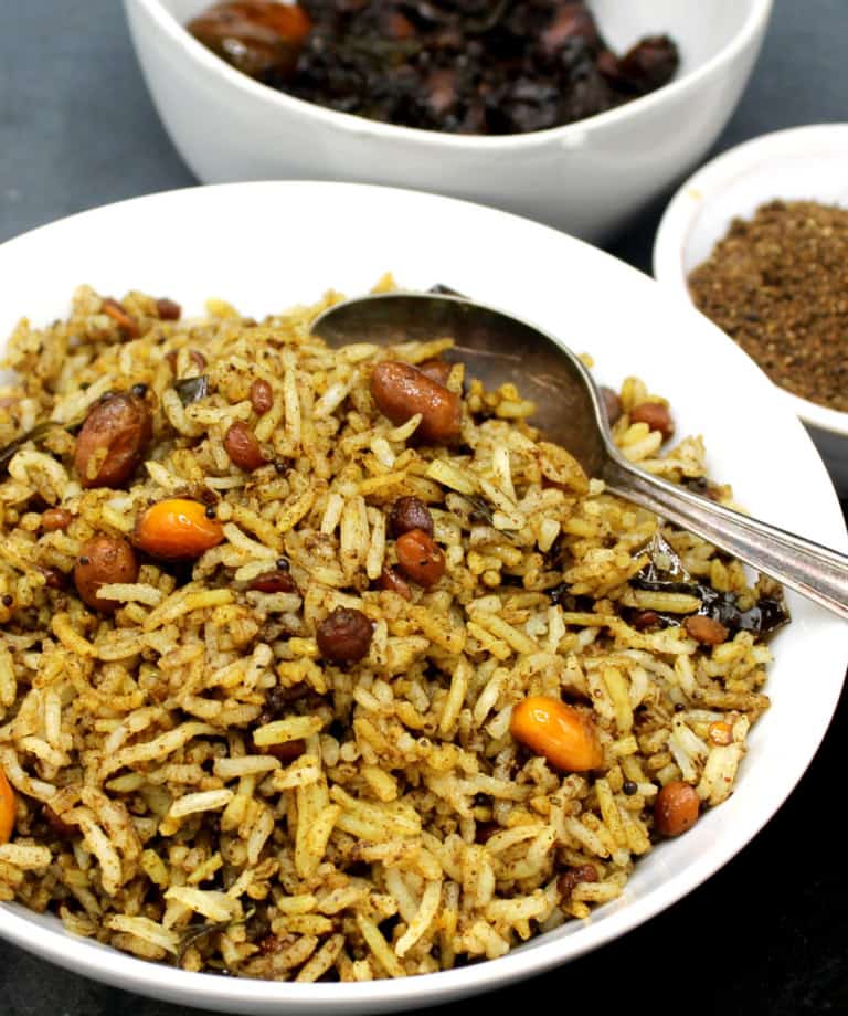South Indian Tamarind Rice (Puliyodharai) - Holy Cow Vegan
